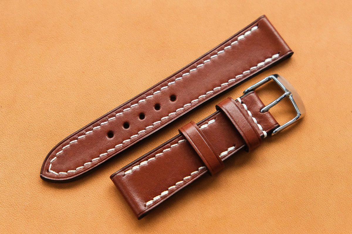 Wickett & Craig Bridle Med Brown Full Stitch Leather Watch Strap – THE ...