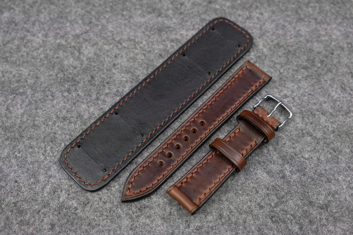 Horween Chromexcel Brown Full Stitch Newman Bund Watch Strap – THE ...