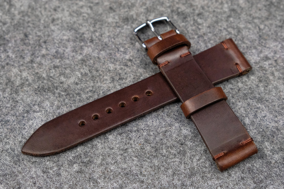 Horween Chromexcel Brown Unlined Side Stitch Leather Watch Strap – THE ...
