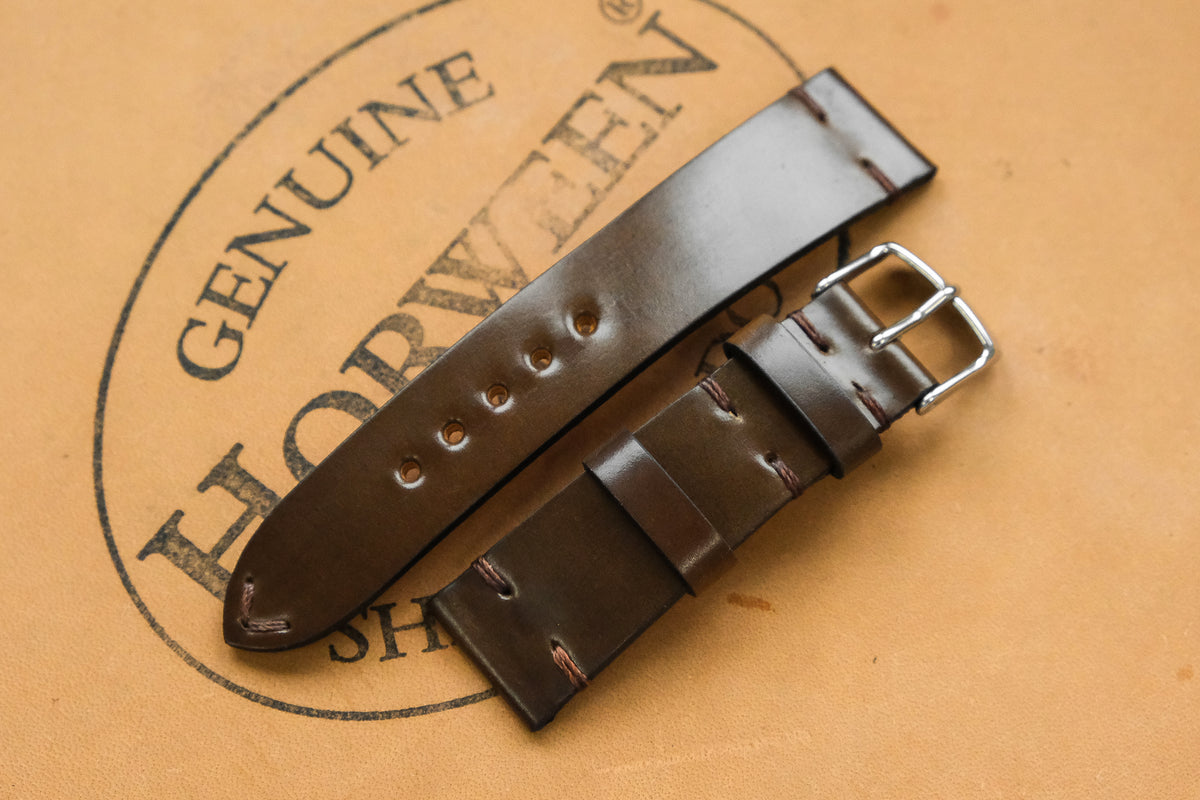 Horween Shell Cordovan Armagnac Side Stitch Leather Watch Strap – THE ...