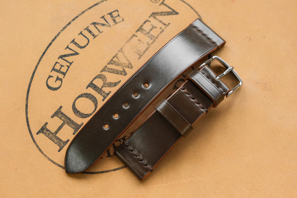 Horween Shell Cordovan Armagnac Unlined Top Stitch Leather Watch Strap ...