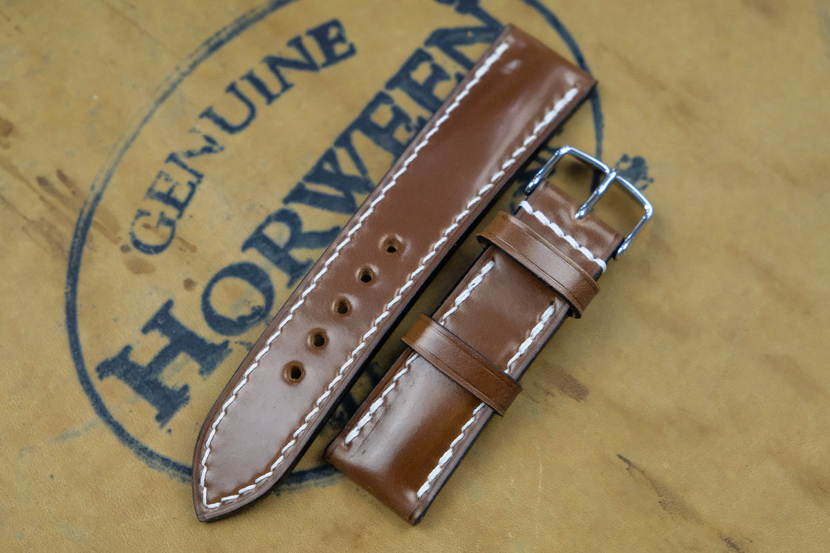 Horween Shell Cordovan Bourbon Half Padded FS Leather Watch Strap – THE ...