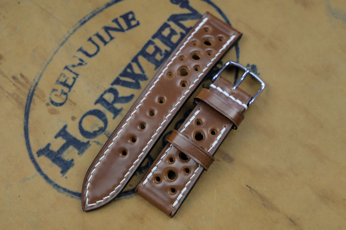 Horween Shell Cordovan Bourbon Racing Leather Watch Strap – THE HOUSE ...