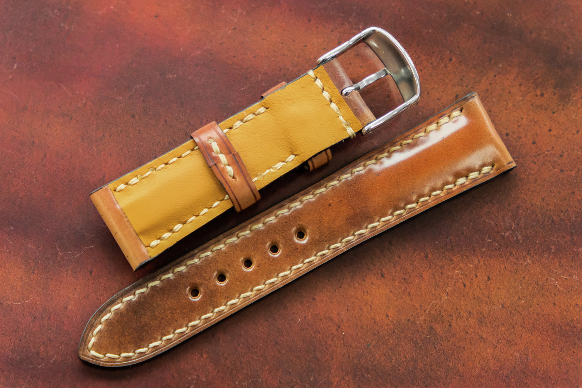 Horween Shell Cordovan Marbled Colour 8 Half Padded FS Leather Watch S ...