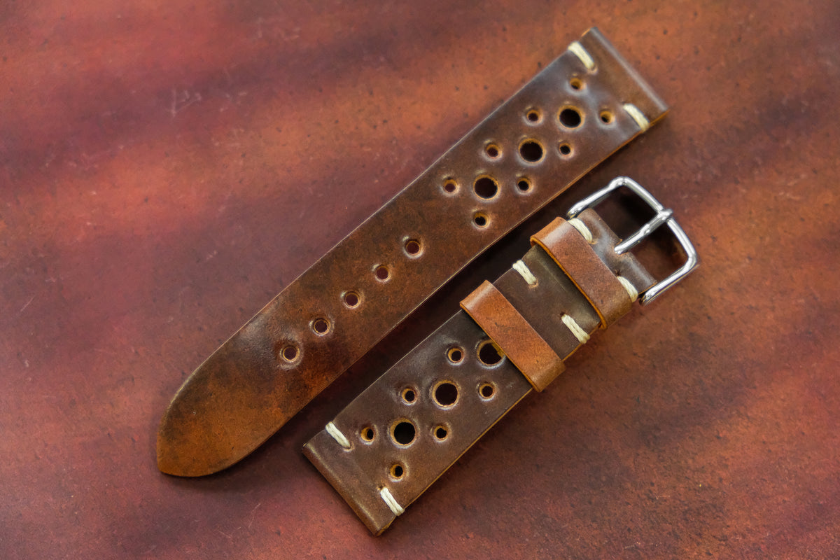 Horween Shell Cordovan Marbled Colour 8 Unlined Racing Leather Watch S ...