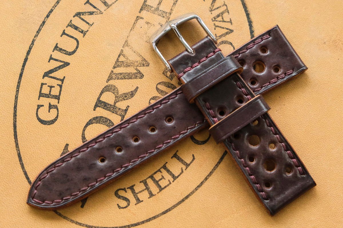 Horween Shell Cordovan Tumbled Colour 8 Racing Leather Watch Strap ...