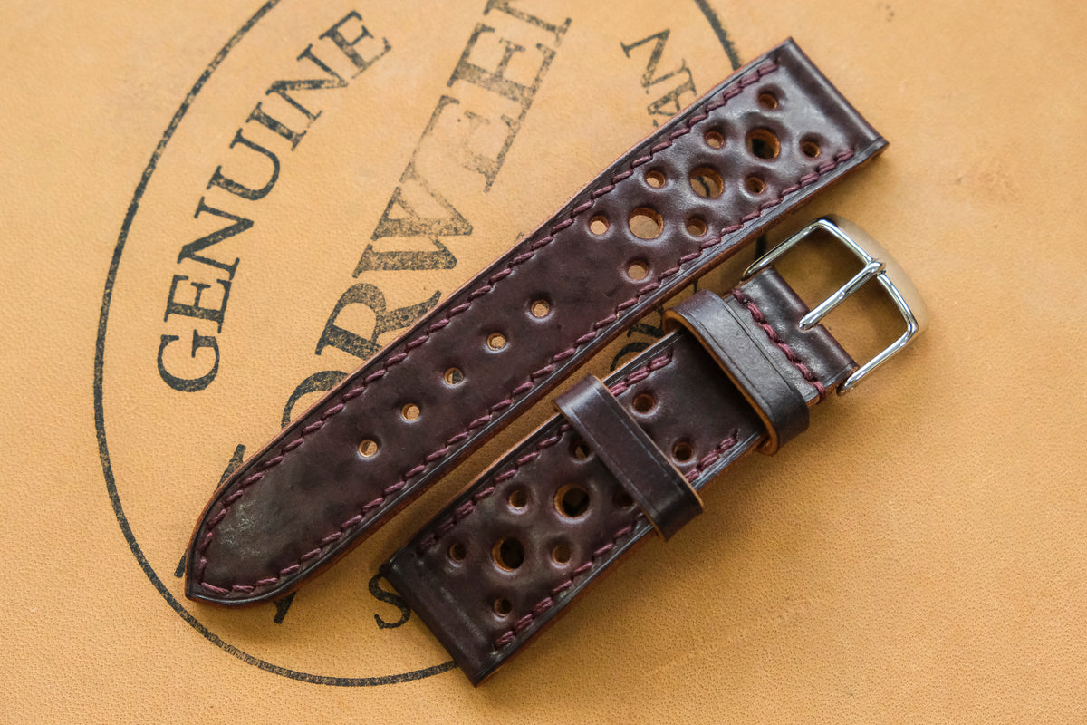 Horween Shell Cordovan Tumbled Colour 8 Racing Leather Watch Strap ...
