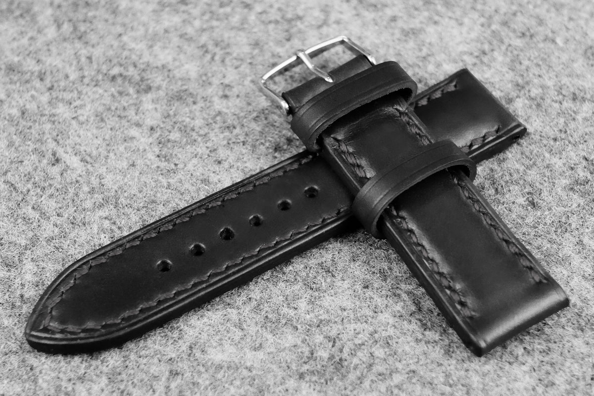 Horween Chromexcel Black Half Padded Leather Watch Strap – THE HOUSE OF ...