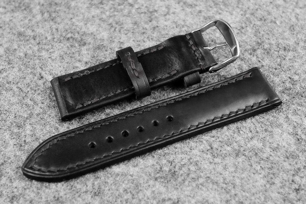 Horween Chromexcel Black Half Padded Leather Watch Strap – THE HOUSE OF ...