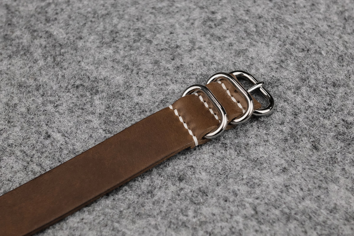 Horween Chromexcel Natural 3 Ring Pass Through Leather Strap – THE ...