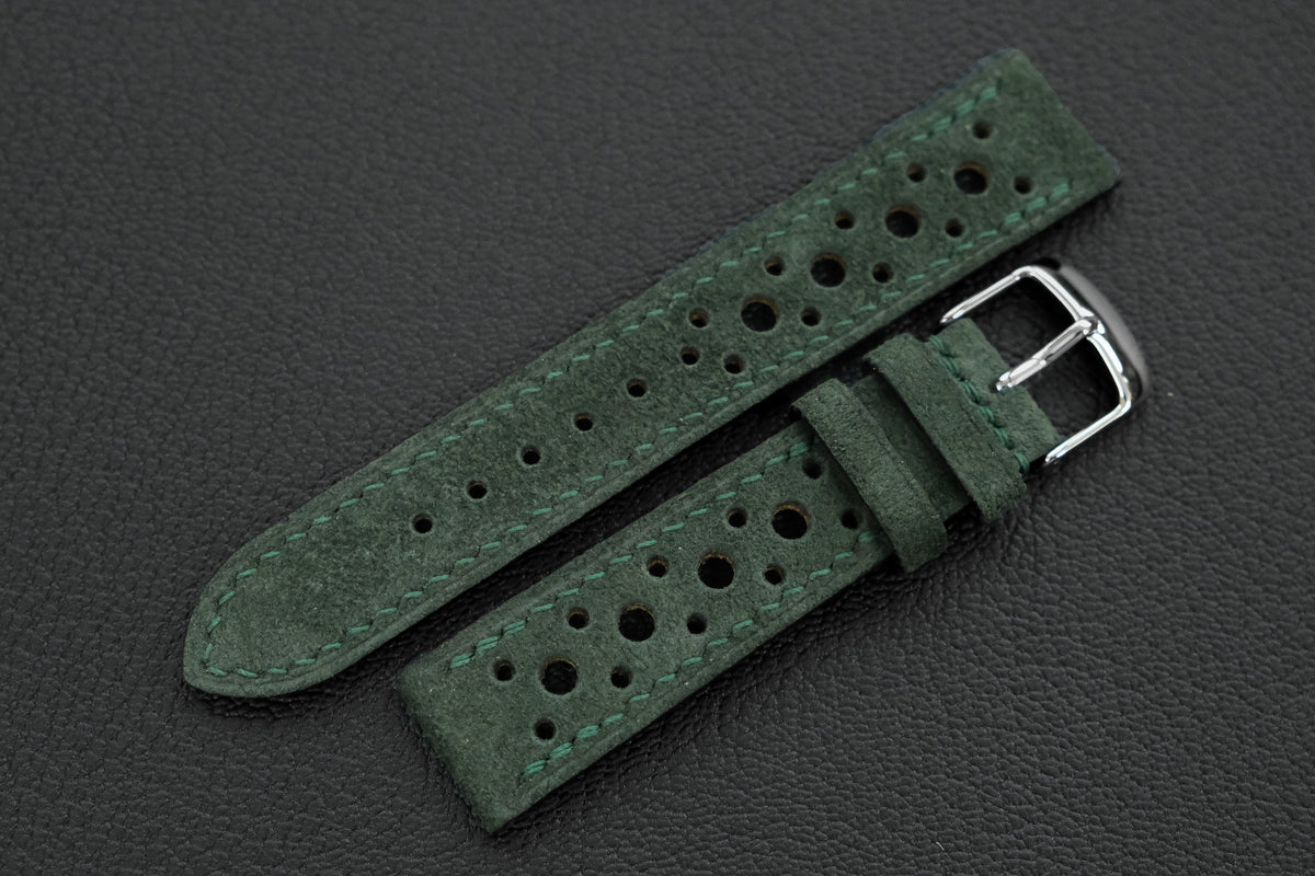 Italian Suede Moss Green Racing Leather Watch Strap – THE HOUSE OF STRAPS